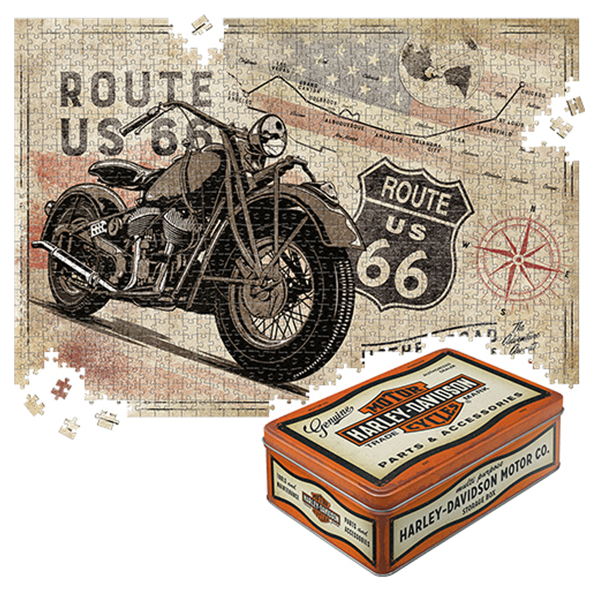 Route 66 Puzzle Route 66 - Bike Map günstig | Louis 🏍️