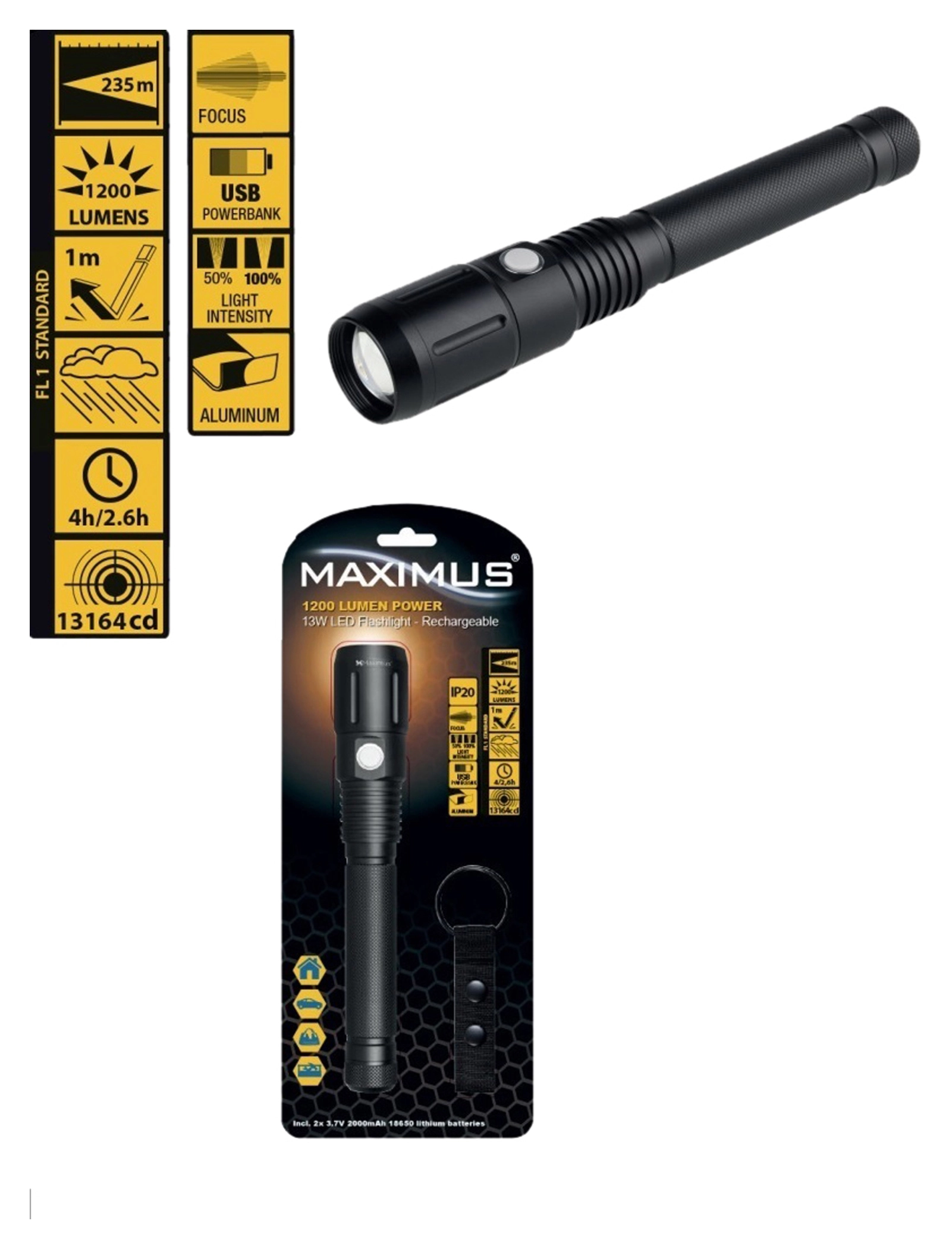 MAXIMUS MAXIMUS LED-TASCHENLAMPE 1200 LUMEN