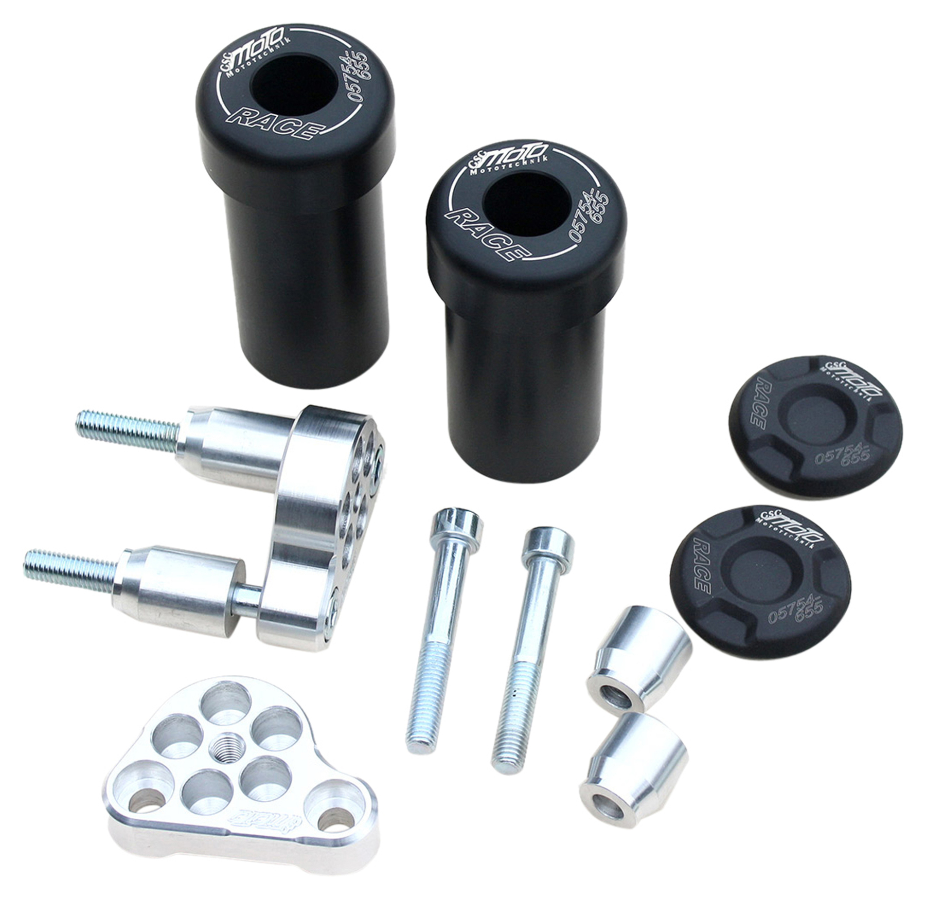 GSG Mototechnik GSG CRASH PAD SET DUO, KIT SILVER various models, black