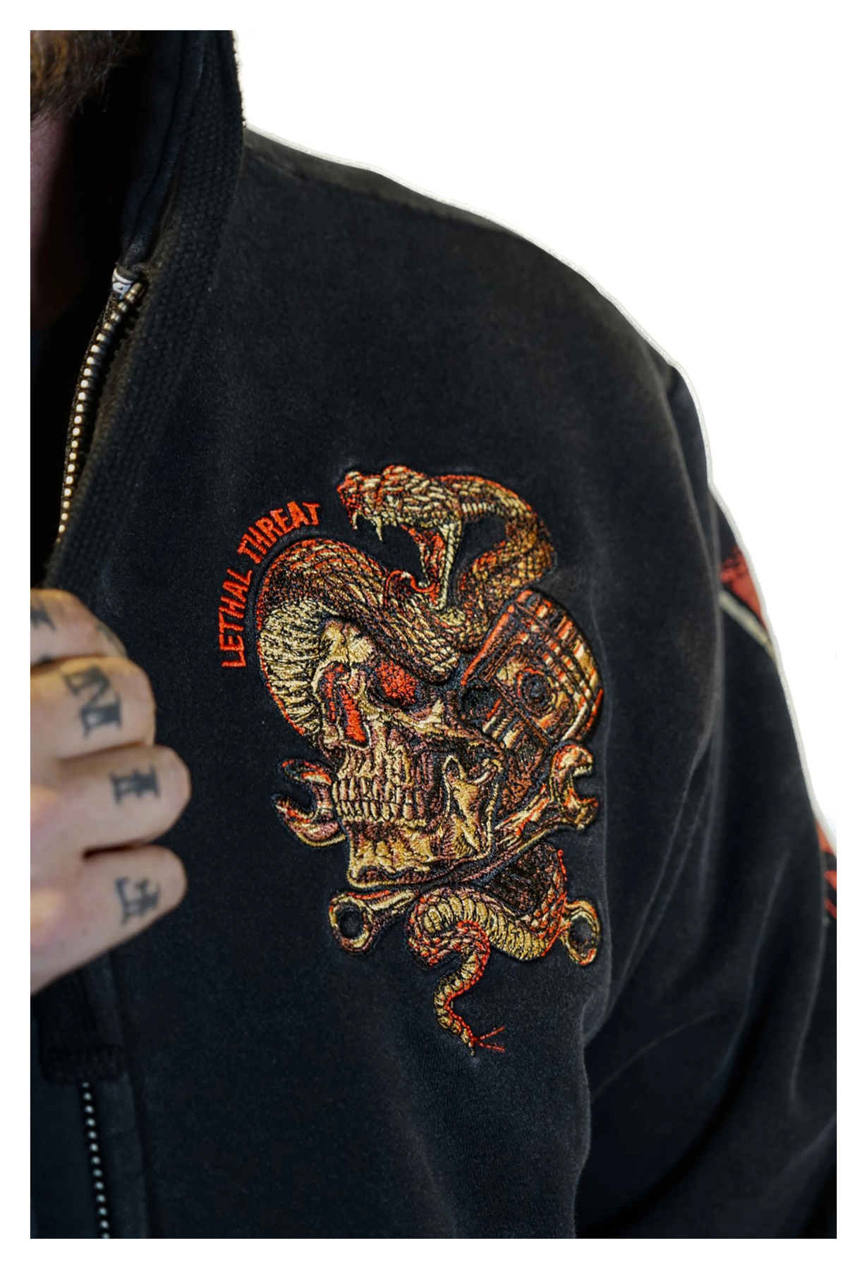 Lethal Threat LT VENOM AND VELOCITY SIZE XXL ZIP HOODIE,BLACK